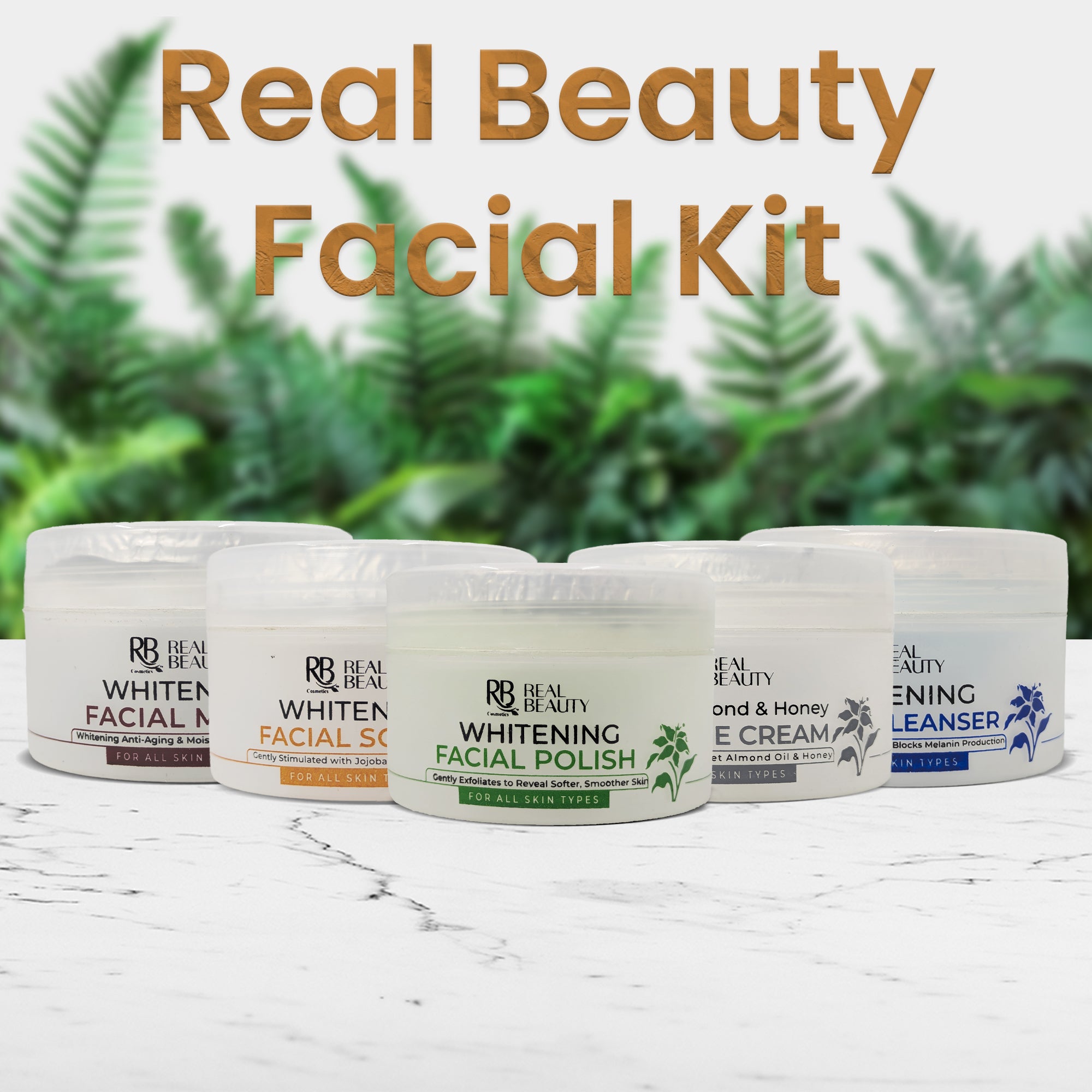 Real Beauty Whitening Facial Kit – 5 Step Home Facial (280ml x 5 Jars ...