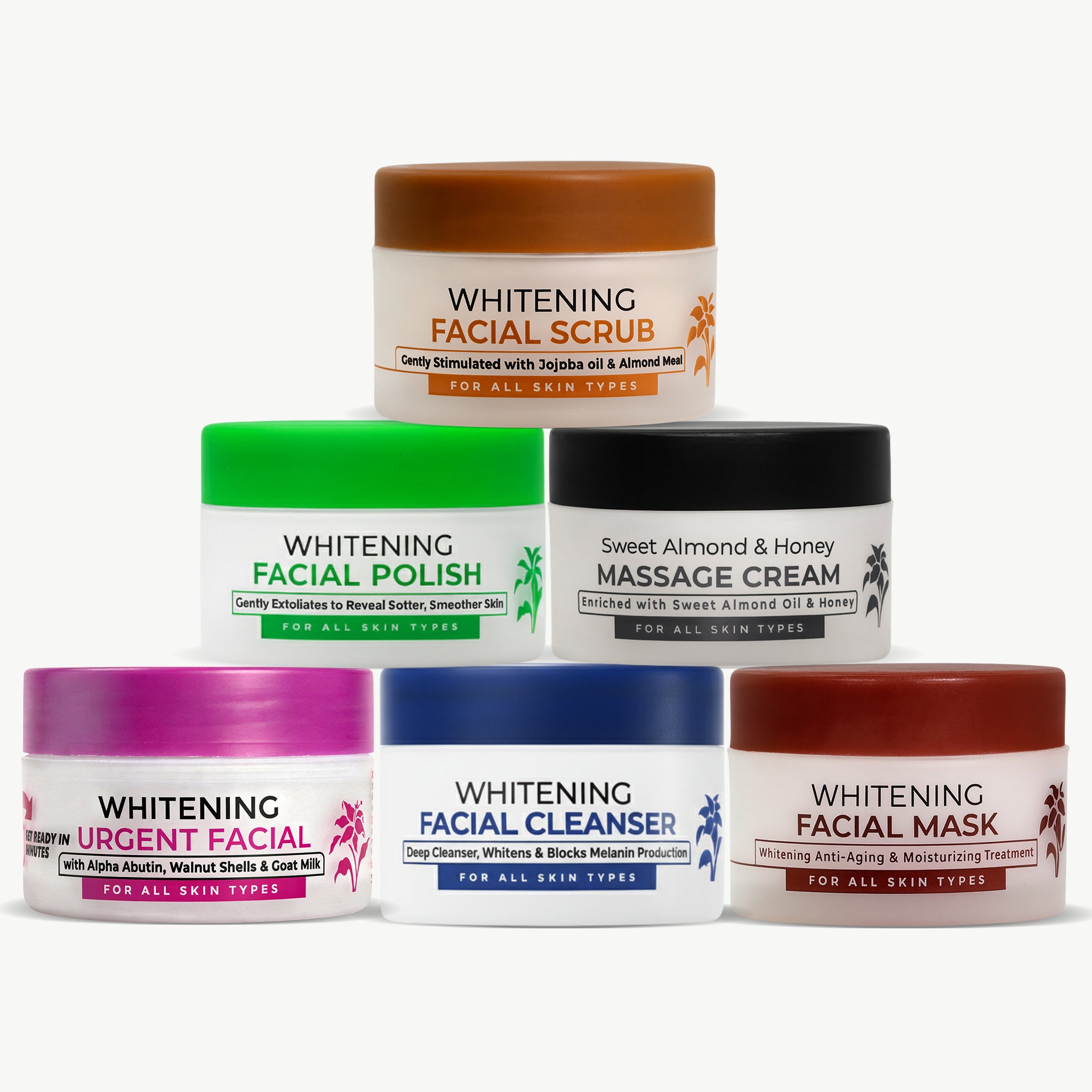 Real Beauty Facial Kit – Complete Whitening & Glow Set (100ml x 6 Jars ...